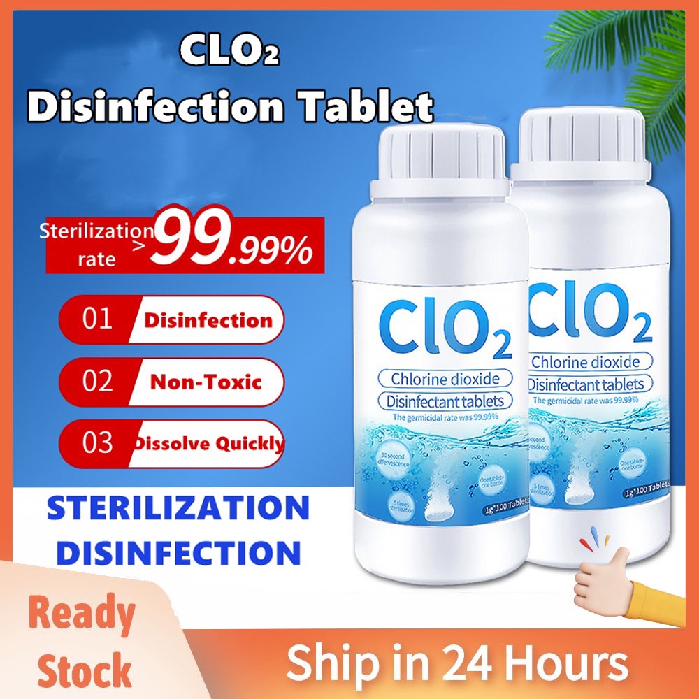 Chlorine Dioxide ClO2 Disinfectant Solution Tablet 100PCS Health Anti ...