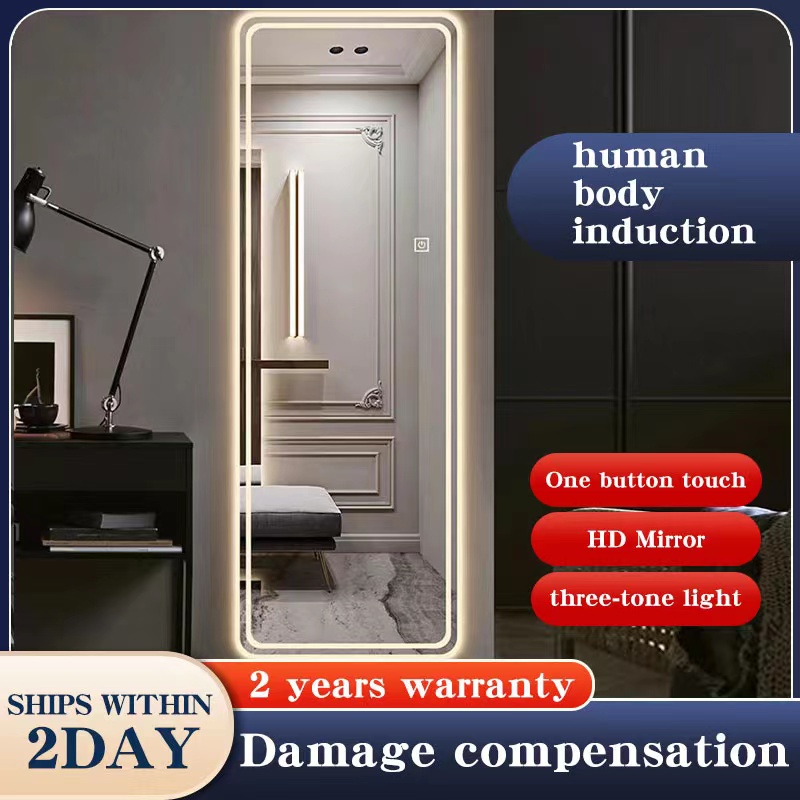 LED Full-Length 140*50cm Mirror Human body induction TriColor Light ...