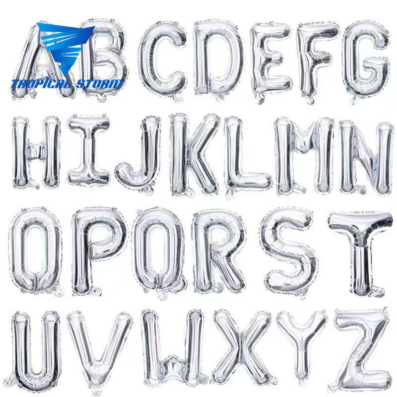 TS 16 Inch A-Z silver Letter Balloon Number Birthday Balloons Party ...