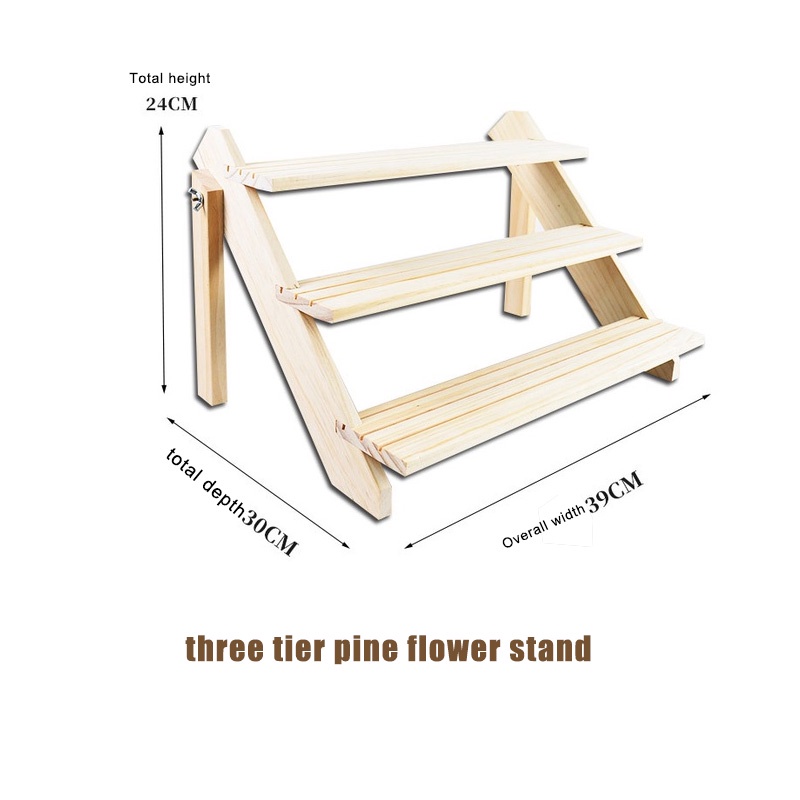 4-layer ladder display storage rack indoor and outdoor solid wood plant ...