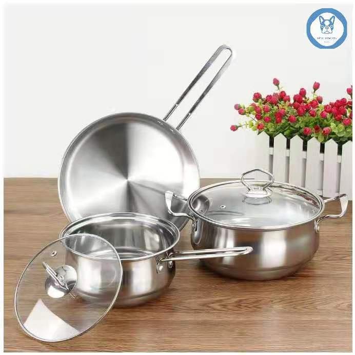 KM (3in1) Stainless Steel Kitchenware Cookware Pots and Pans Set (COD ...