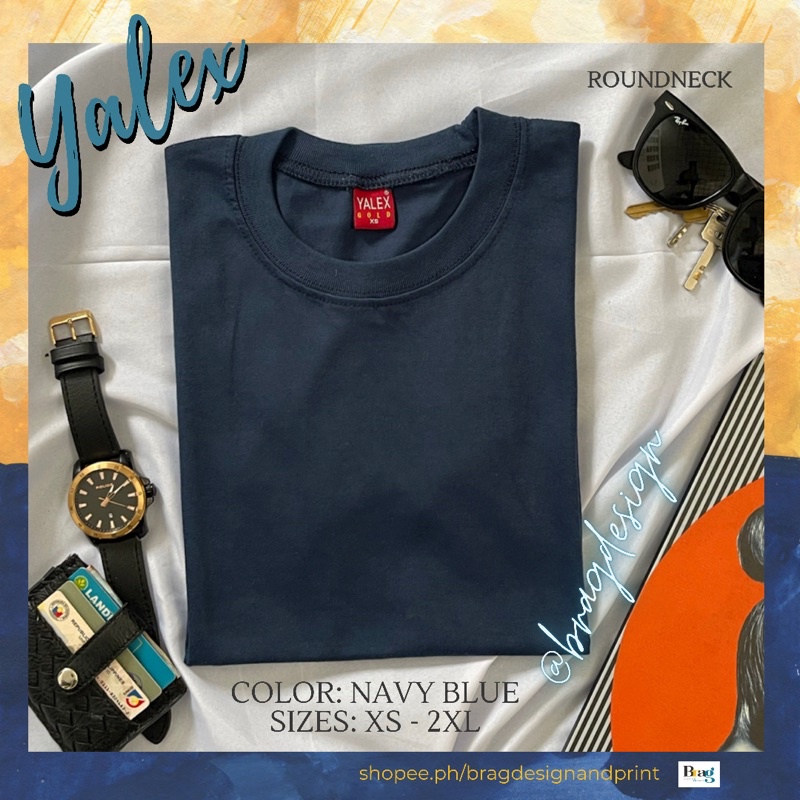 YALEX Navy Blue | ROUNDNECK | Red Label | Plain Shirt | Shopee Philippines