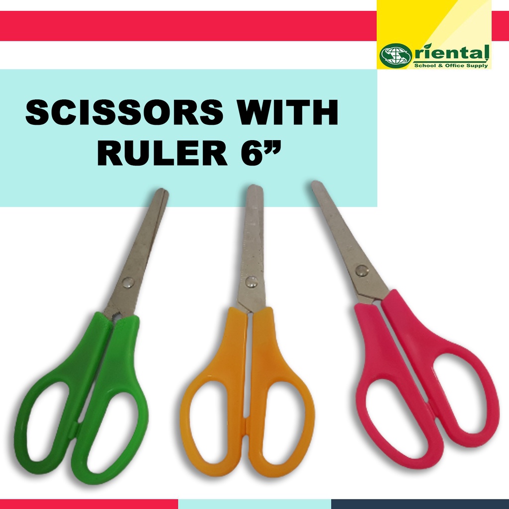 6" Plain Colored Scissors with Ruler 6cm for Kids - School Supplies for ...