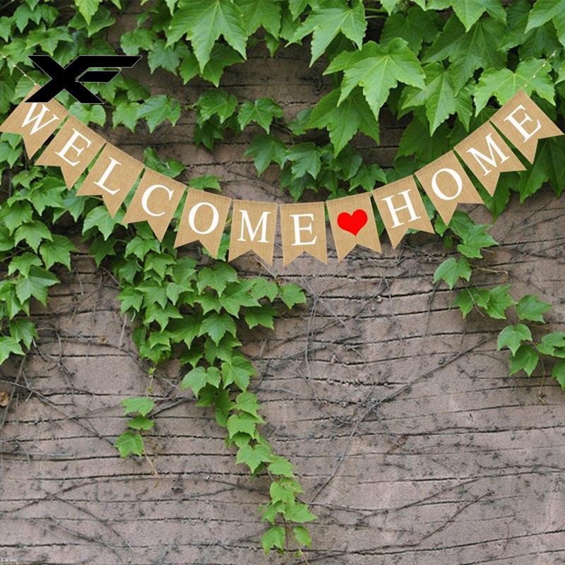 Welcome Home Banner Burlap Sign Party Buntings for Welcome Party ...