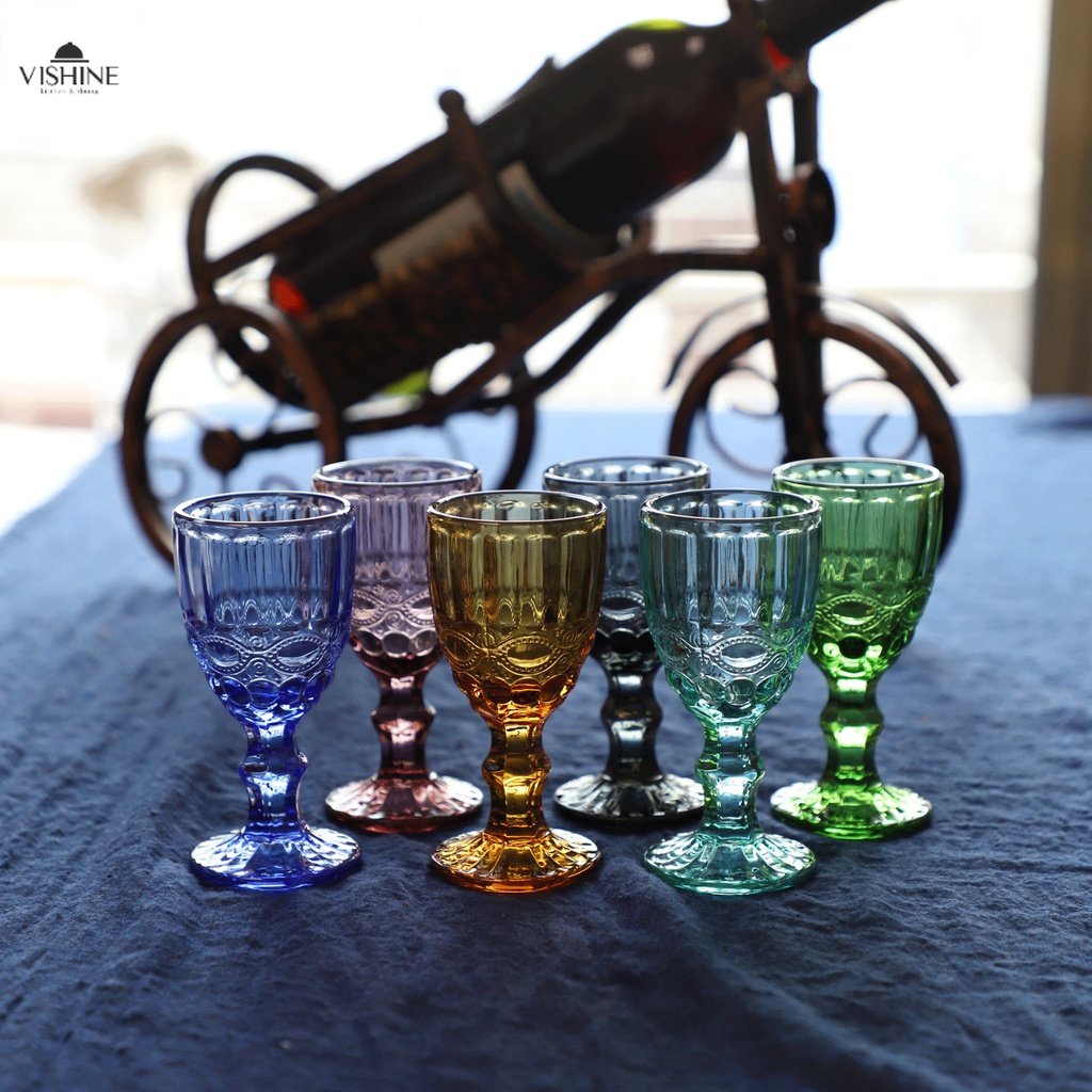 VISHINE 1pc 235ml/ 350ml Modern Embossed Snake Pattern Goblet Glassware ...