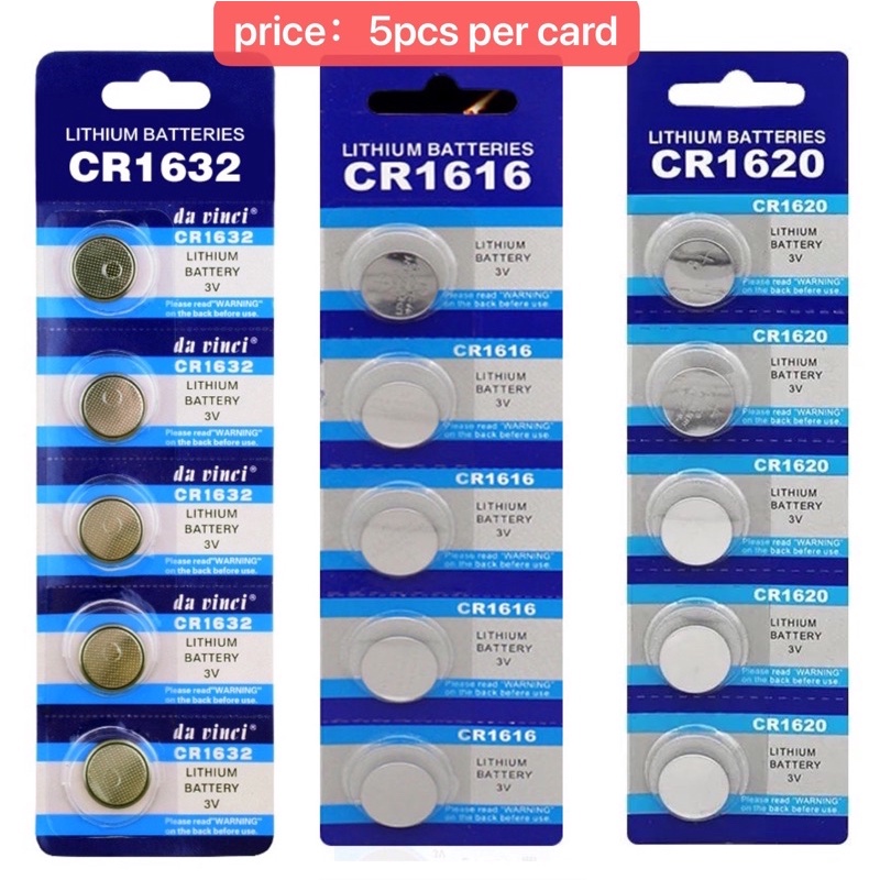 CR1632 CR1620 CR11616 3v Lithium Button Cell Battery（5pcs per card） | Shopee Philippines