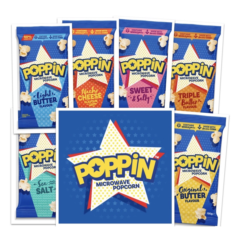 Poppin Microwave Popcorn Cheese/ Sea Salt/ Butter/ Butter lite/ Triple ...