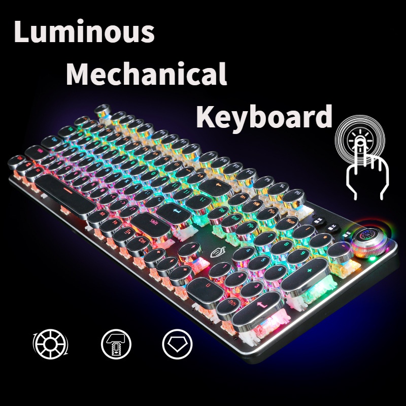 K820 Retro Punk Electroplating Mechanical Keyboard Luminous Backlight ...
