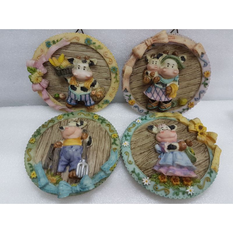 4 inches round decor cow design set of 4pcs | Shopee Philippines