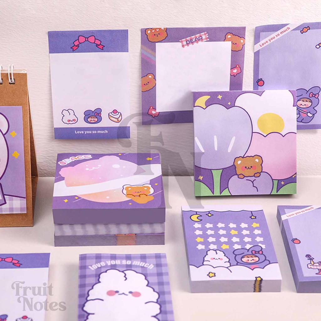 SN184 50 sheets Violet Kawaii Theme Sticky Notes | Shopee Philippines