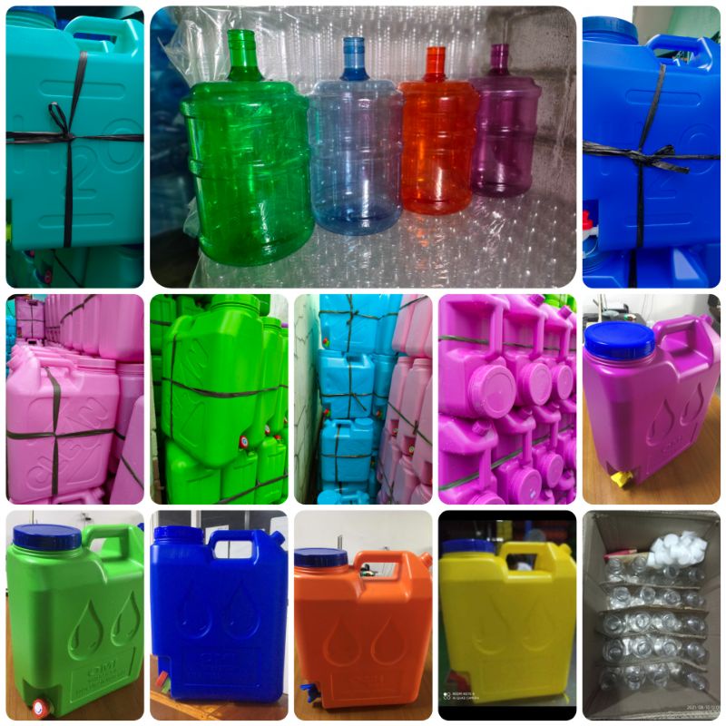 Slim Containers for drinking water (Green, Orange, Blue, Yellow, Purple ...