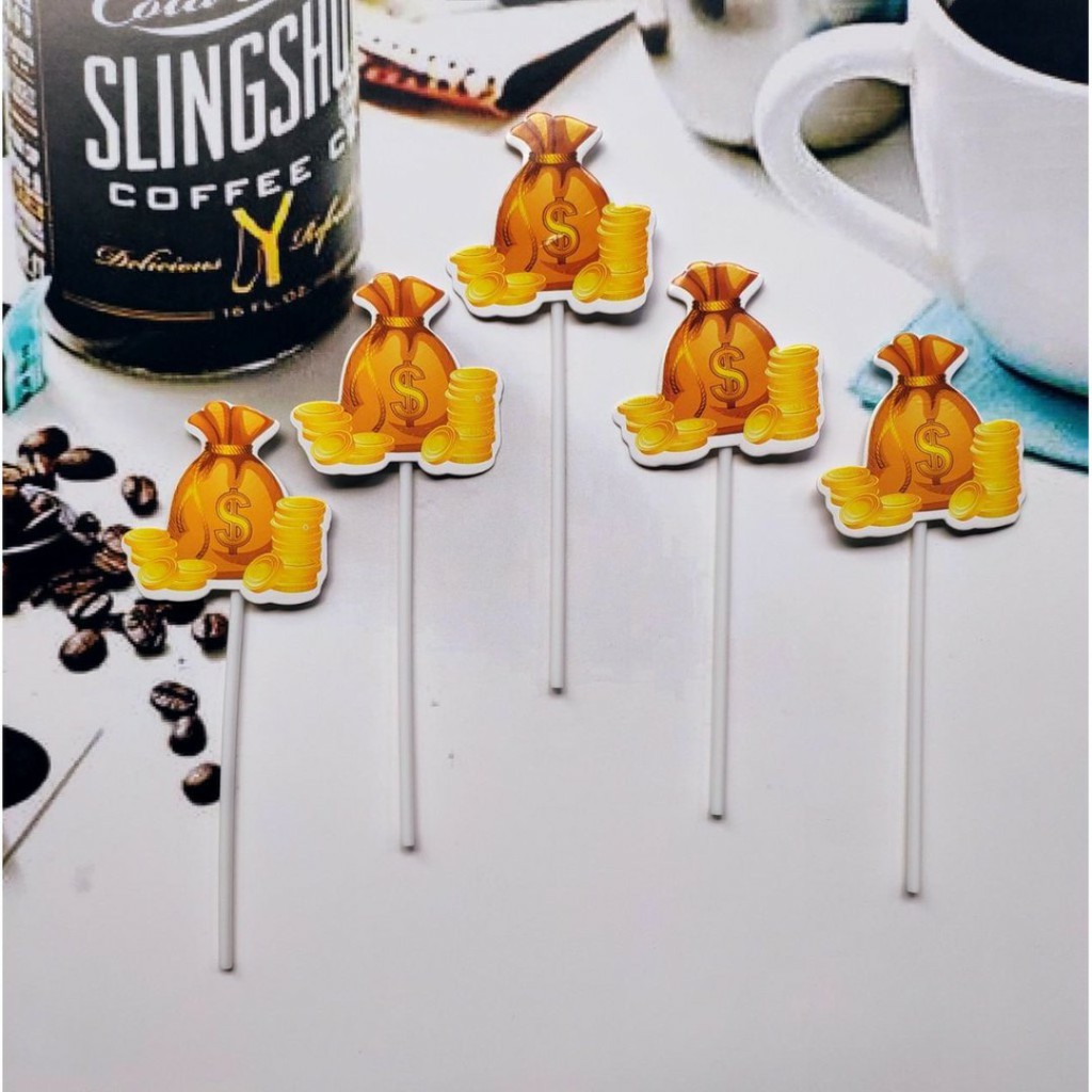 Birthday Cake Decorations, Cream Cakes - Gold Bag Card SET | Shopee ...