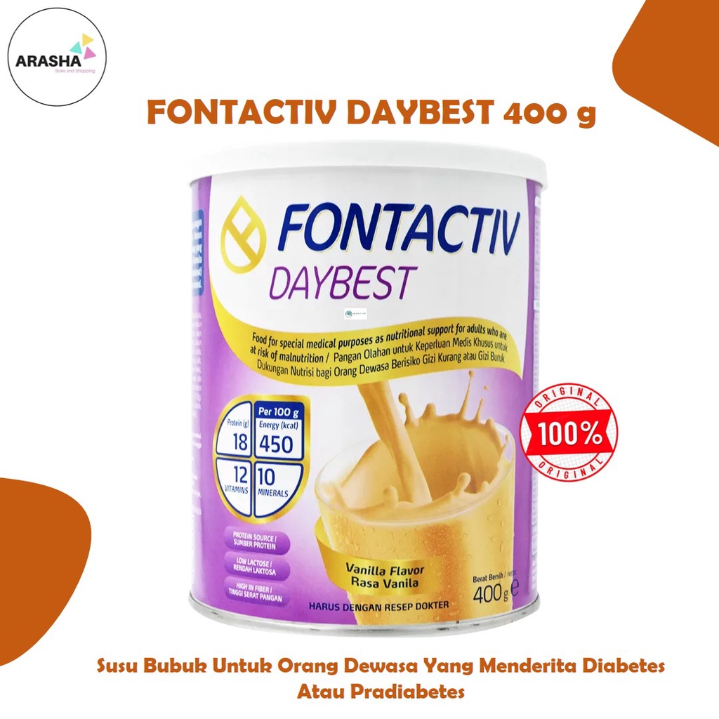 Fontactiv DAYBEST Vanilla 400gr Diabetes Suffered Milk Powder | Shopee ...