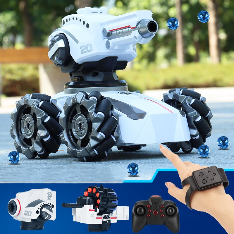 3 Head 4WD Stunt Car Remote Control Tank Water Bomb Tank Toy Gesture ...