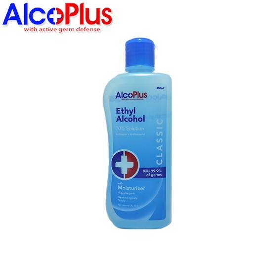AlcoPlus Classic Ethyl Alcohol 70% Solution Blue 250ml | Shopee Philippines