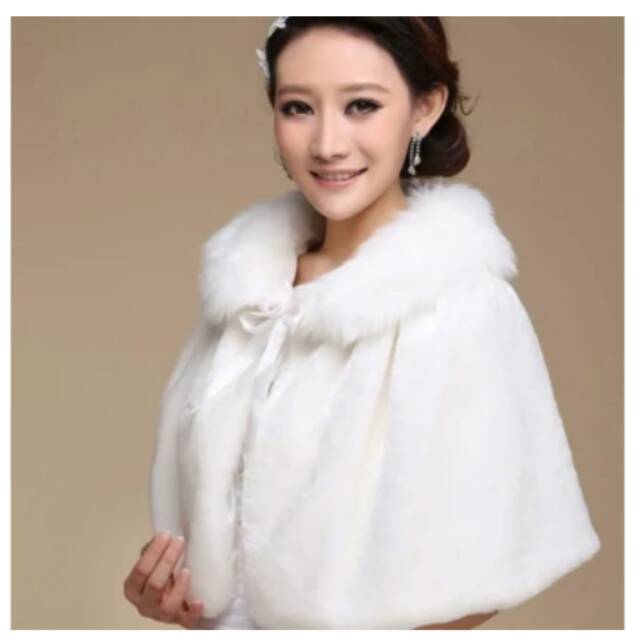 Faux Fur Winter Cape/Bridal Cape/Bridal Blazer/Snow Cape | Shopee ...