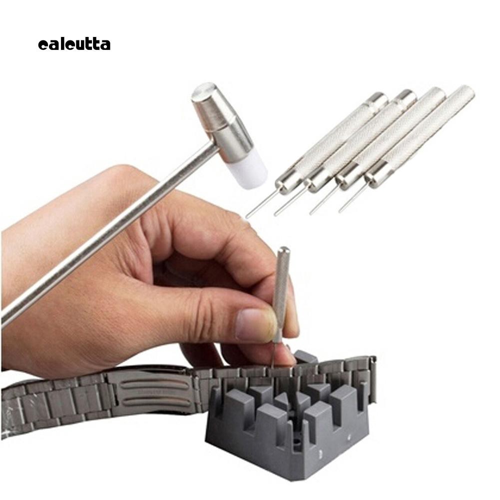 CAL_6Pcs Watch Band Link Hammer Punch Pins Strap Bracelet Holder Repair ...