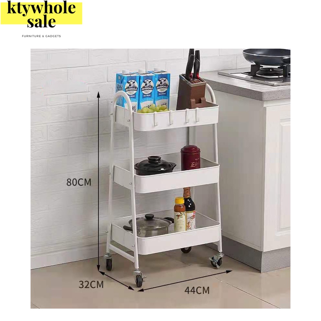 KTY Kitchen Trolley Kitchen Cabinets Caster Trolley 3 tier trolley ...