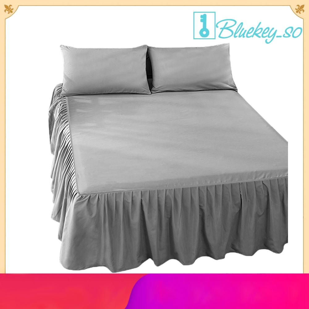 Bed Skirt Fitted Valance Sheet Poly-Cotton Bed Sheet Single Double ...
