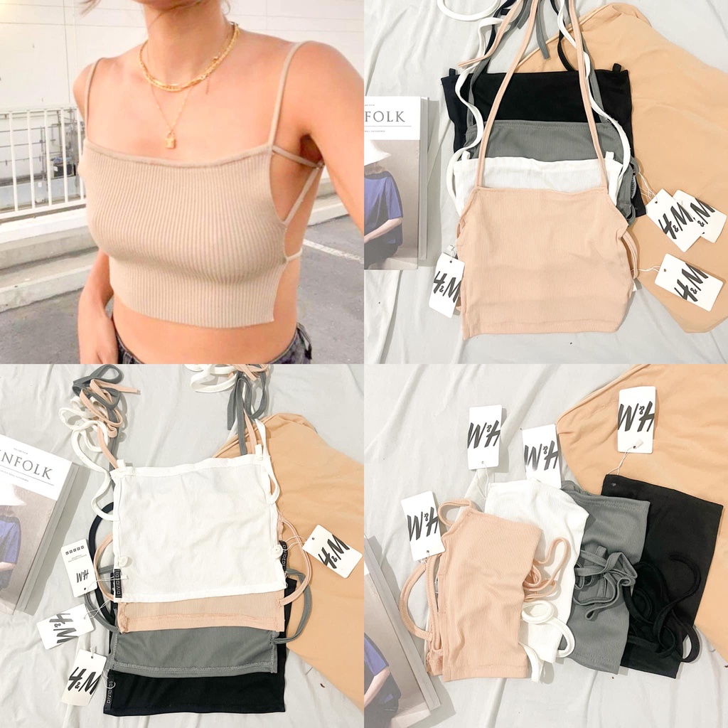 Sophia - Napkin Trend Knitted Ribbed Tape Tie Croptop with Hangtag and ...