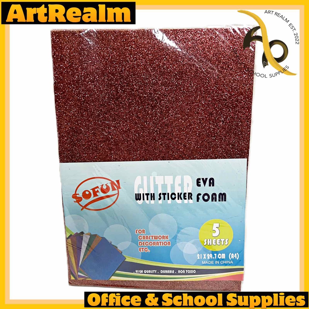 Sofun Glitter Foam Sticker (A4 Size) [*** With Adhesive ***] | Shopee ...