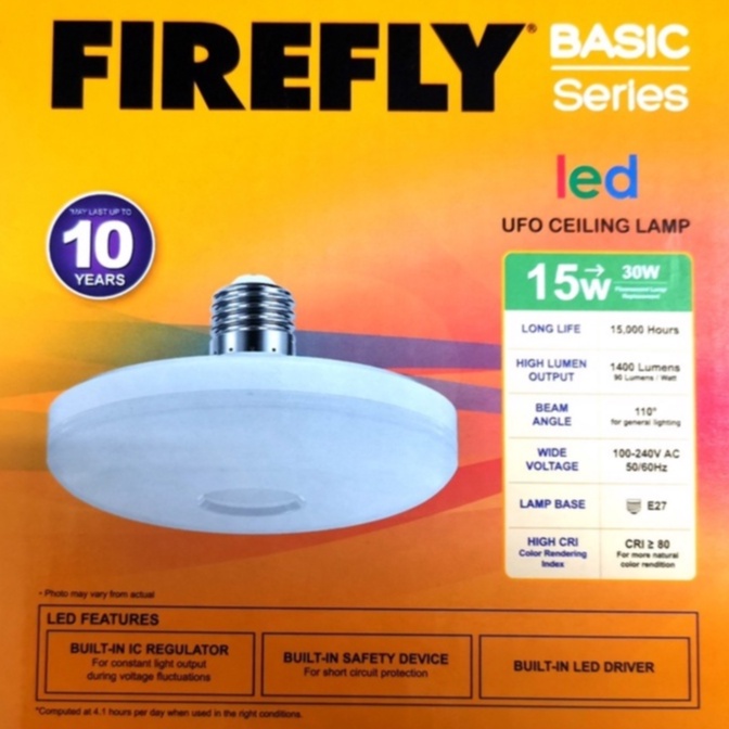 FIREFLY UFO LED CEILING LAMP 15 Watts,20 Watts Daylight | Shopee ...