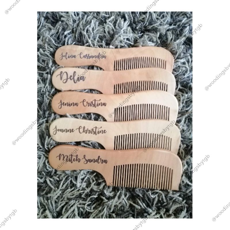 WTGB Engraved Wooden Comb with Handle (Personalized) | Shopee Philippines