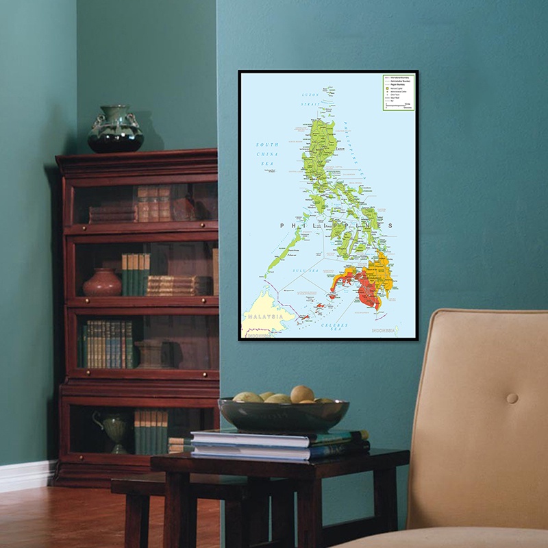 Map of The Philippines Wall Decorative Canvas Painting Unframed Poster ...