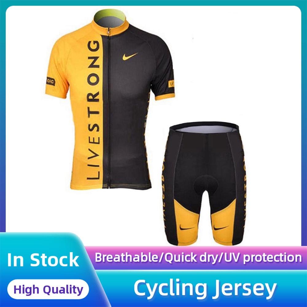 [READY STOCK] Men's Livestrong Cycling Jersey Top Football Soccer ...