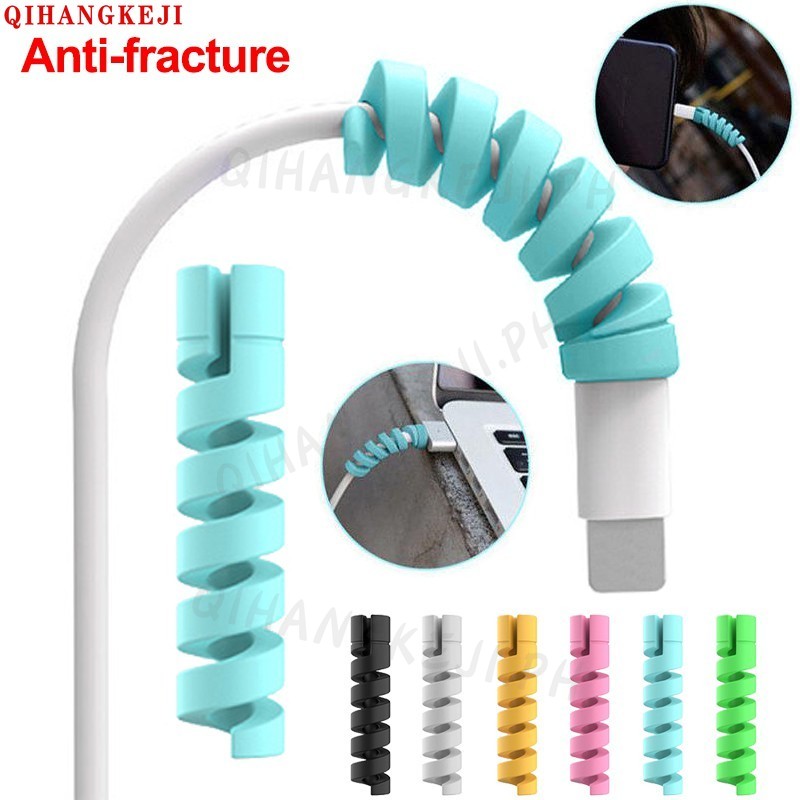 2pcs Spiral Cable Winder For iPhone For Android For Micro For Tpy C USB ...