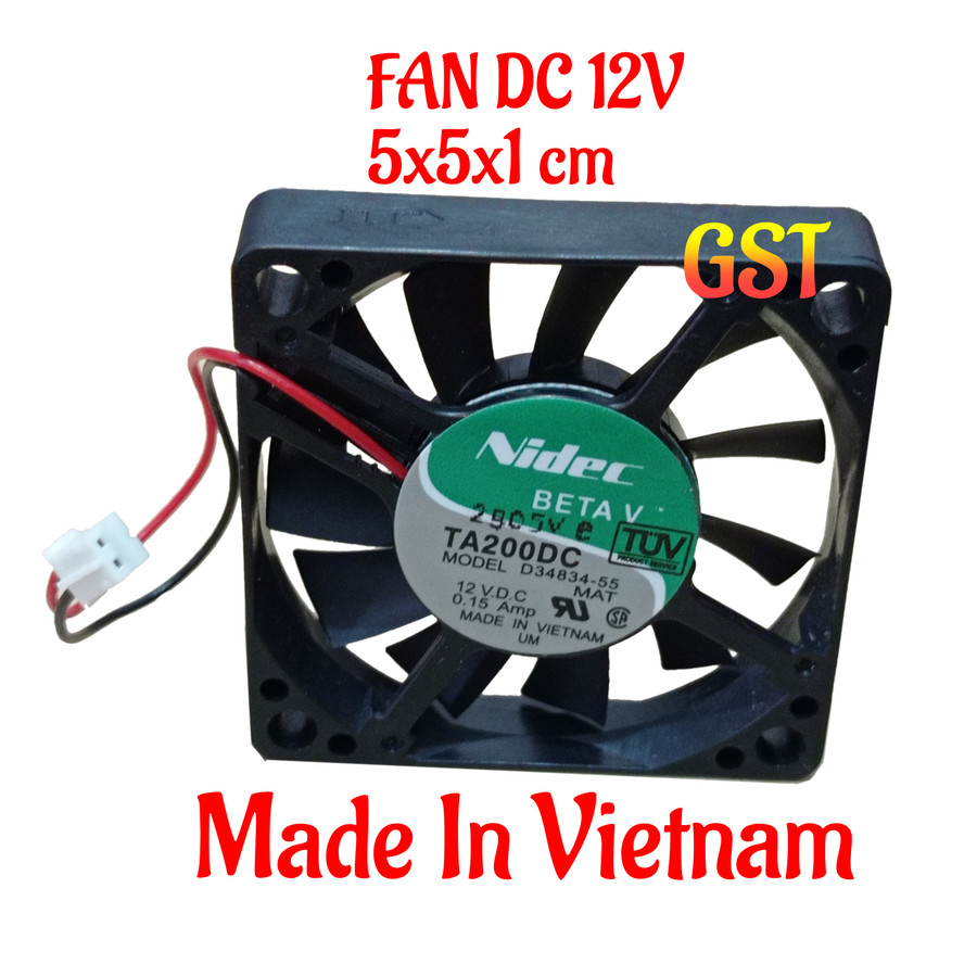 Fan Fan DC 12V 5x5x 1 cm Cooling Fan 12 Volt DC 5 x 5 cm NIDEC TA200DC ...