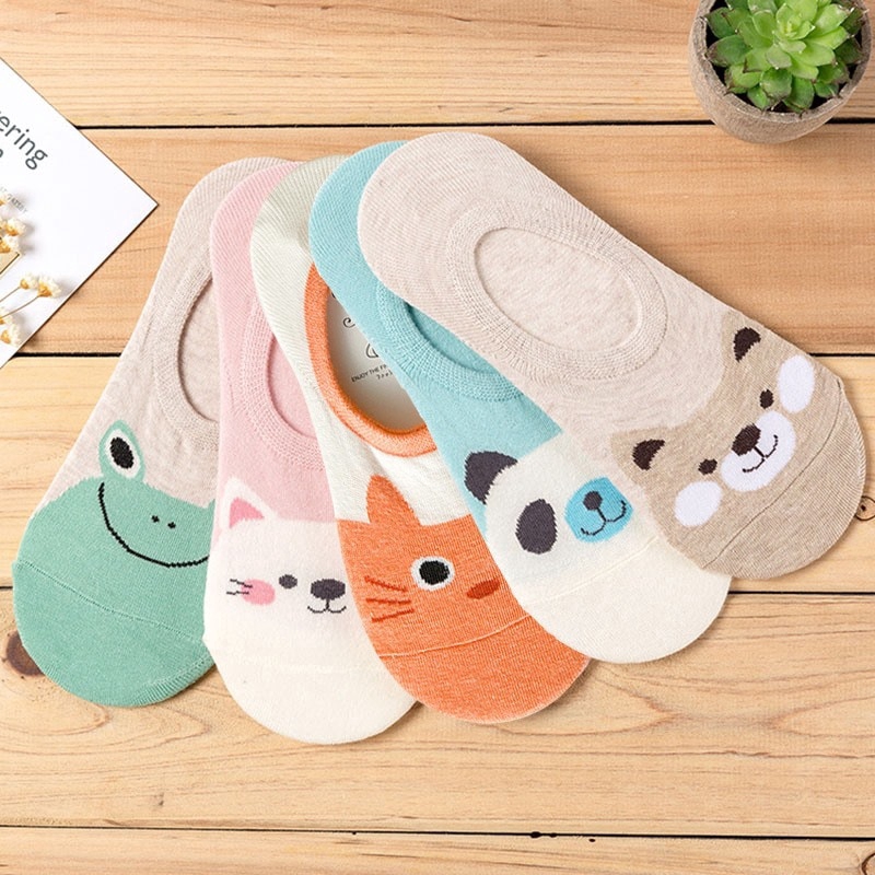 ECMLN Women Animal Cartoon Ankle Socks Candy Color Small Boat Socks ...