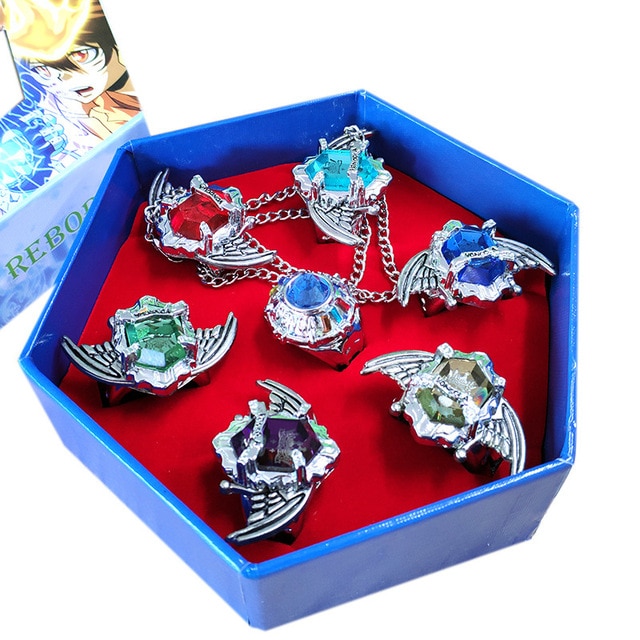 7pcs/set Anime Hitman Reborn Jewelry Ring Vongola family Varia XANXUS ...