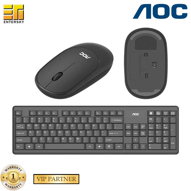AOC Wireless Keyboard and Mouse Set Km200 Laptop Desktop Computer ...