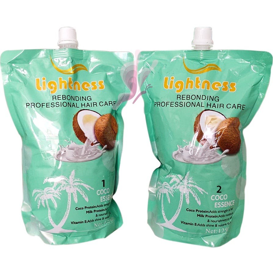 Lightness Keratin Coconut Hair Rebonding Set ( 1 & 2 ) 1250 ml | Shopee ...