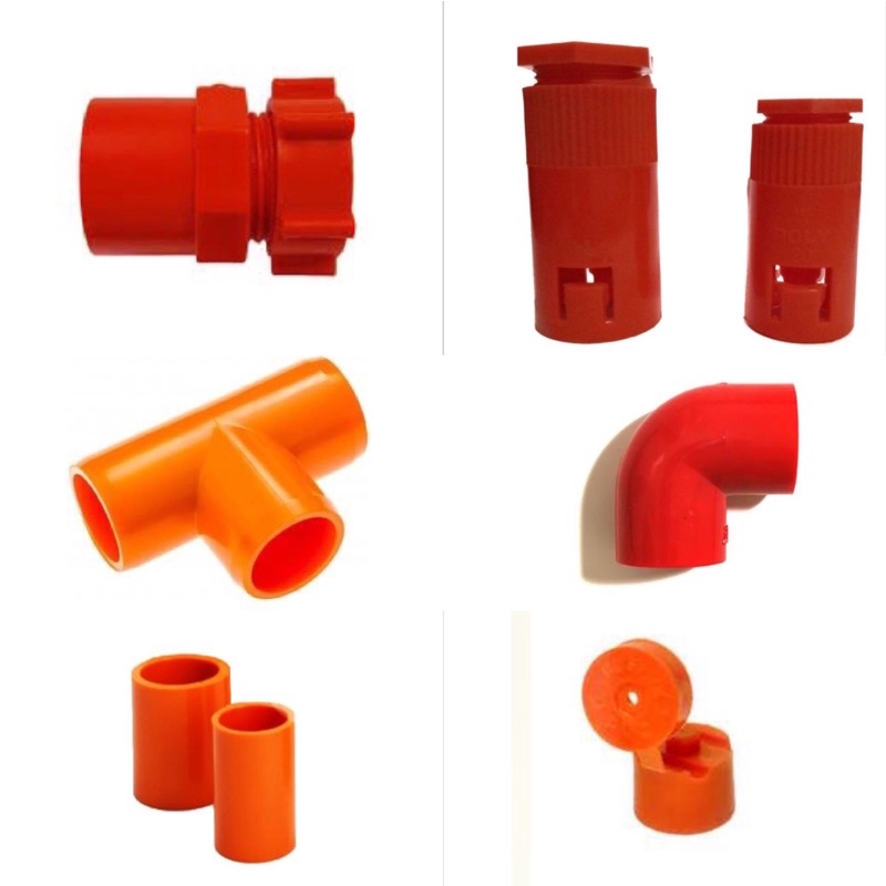 PVC electric Fittings Orange elbow tee Coupling male adaptor lock nut+ ...