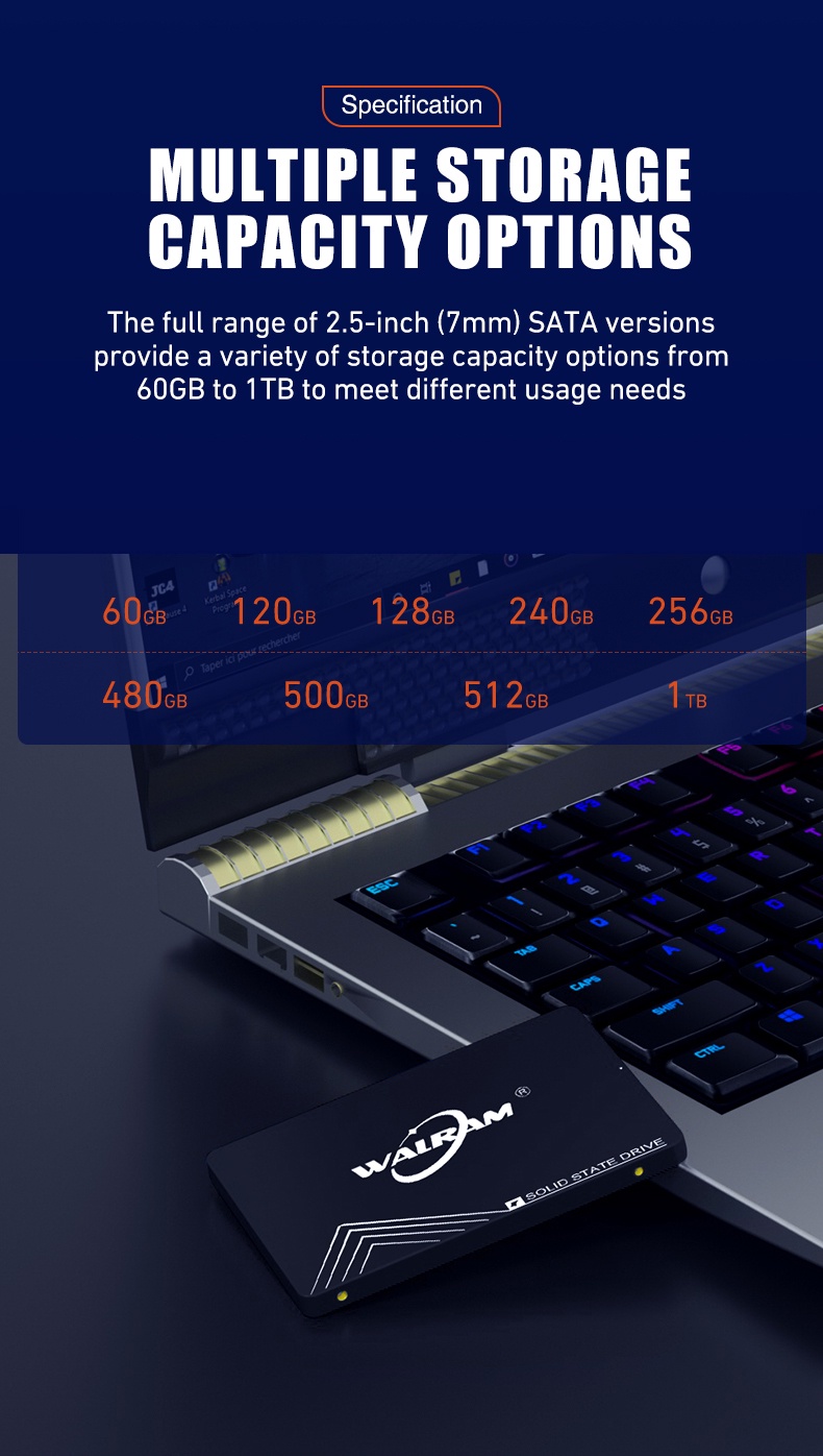 Walram 1TB Solid State Drive Slot SATA3 256GB 480GB 512GB HDD 2.5" Hard ...