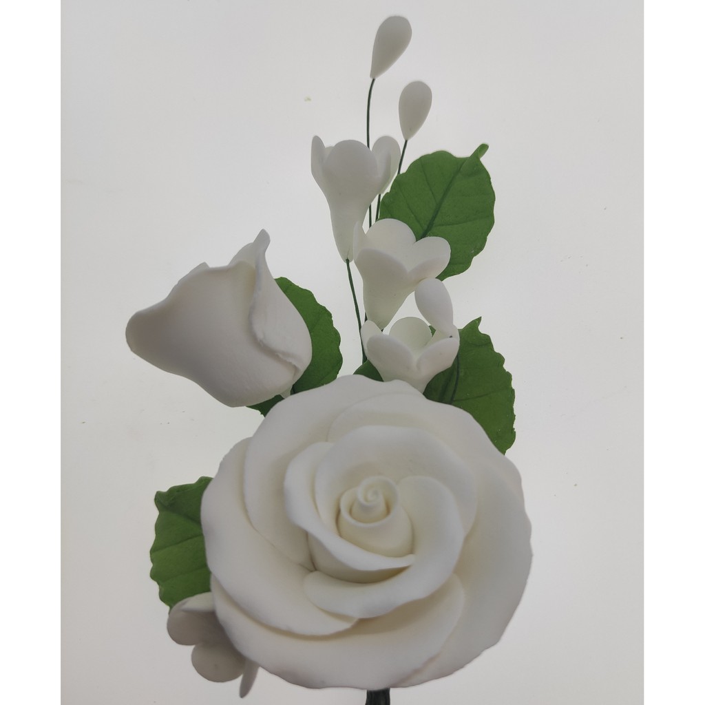 White Rose Spray Series 021121 Edible Cake Topper Gumpaste Flowers ...