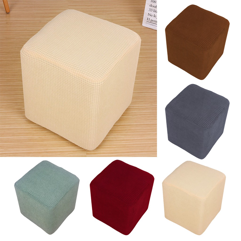 [ Foot Stool Slipcover Stretch Ottoman Rectangle Footstool seat Cover ...
