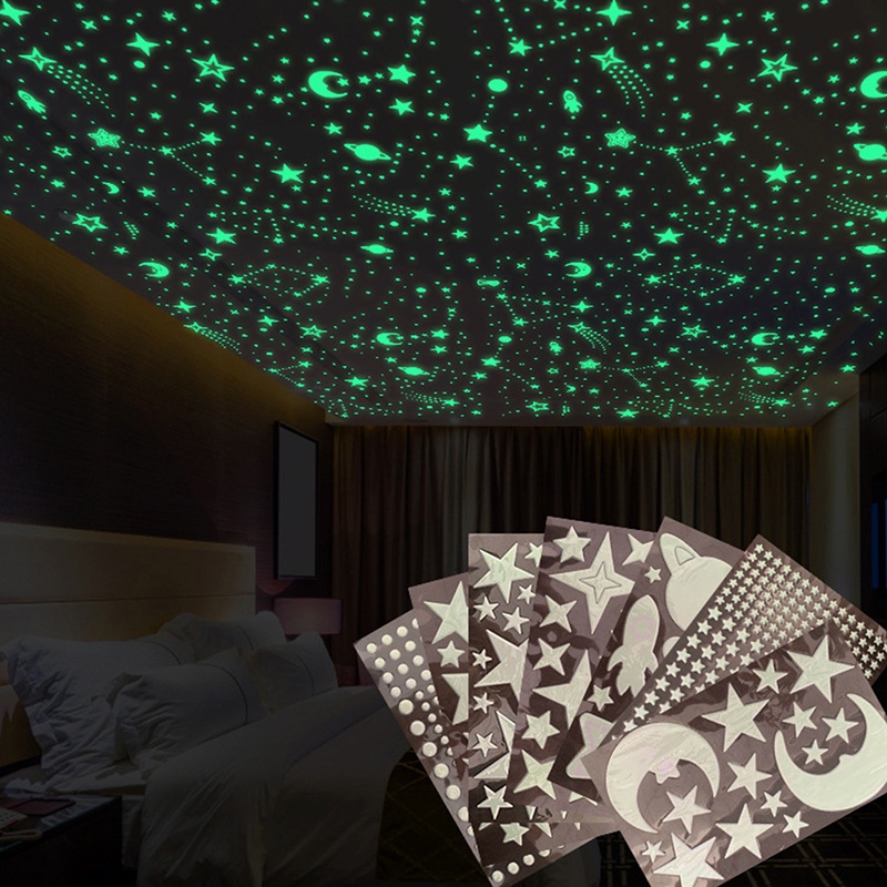 Stock Glow in The Dark Stickers / Luminous Moon Earth Stars 3D Bubble ...