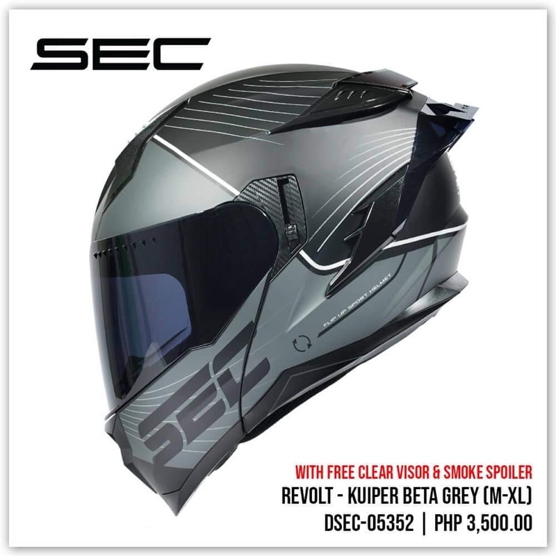Sec Kuiper Modular Dual Visor Helmet - FREE EXTRA LENS, SPOILER, and ...