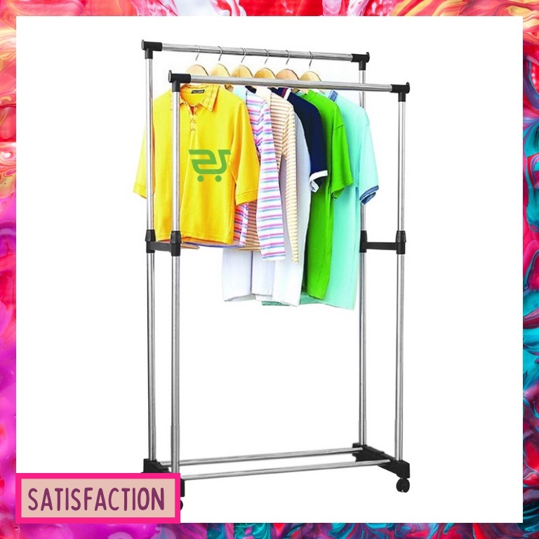 STSF Double Pole Aluminum Drying Rack Dry Clothes Rack Clip Hanger ...