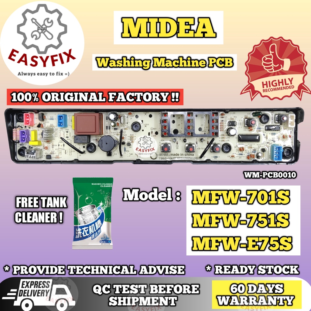 MFW-701S / MFW-751S / MFW-E75S MIDEA WASHING MACHINE PCB BOARD (CONTROL BOARD) MFW-701 MFW-751 ...