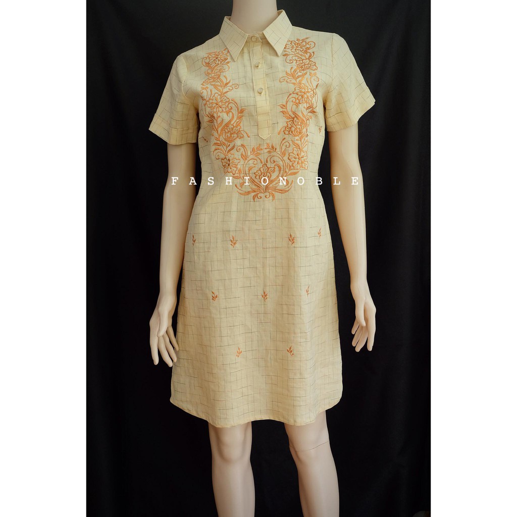 LINEN BARONG DRESS / FN35-SMCH | Shopee Philippines