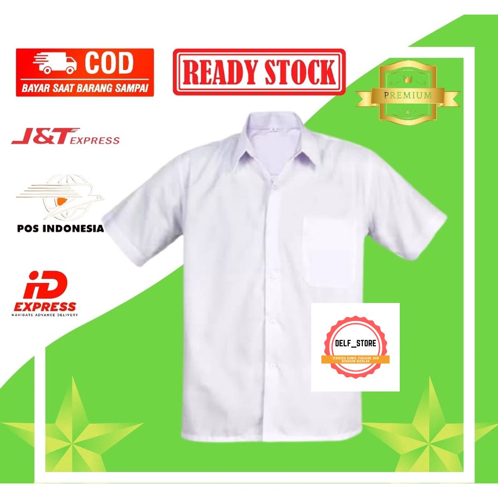 PUTIH KEMEJA Men's White Shirt Tops/Plain White School Uniforms Short ...