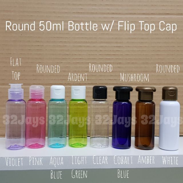 Plastic Round 50ml Flip Top Cap Bottle for Alcohol Toner Sanitizer ...