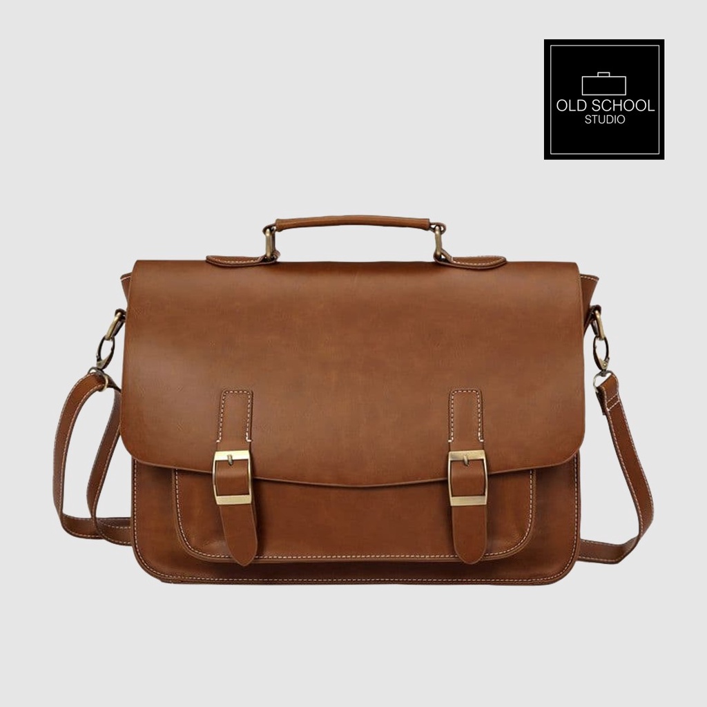 Old School Studio Walker Satchel Leather Messenger Bag for Men Women ...