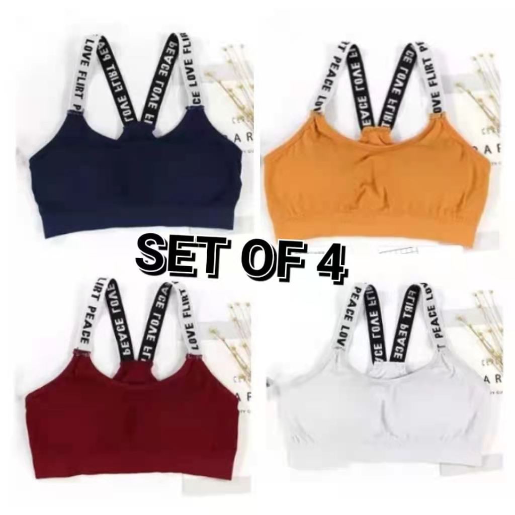 ( Set of 4 ) Yoga Padded Tank sando Top Bras Stretch Sport Bra Bralette ...