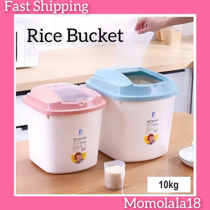Food Grade PP 10kg Rice Bucket Storage Container Box Kitchen Storage ...
