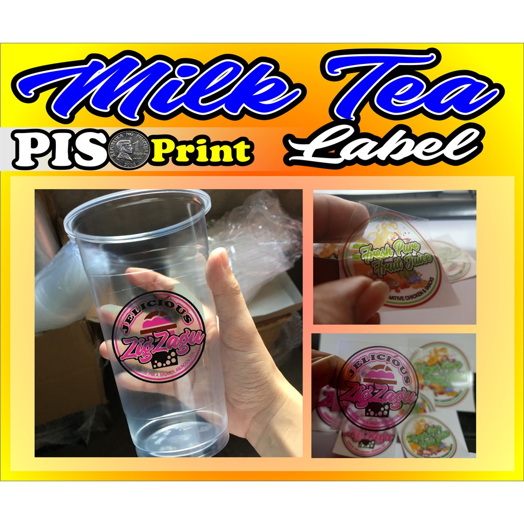 100 pcs Milk Tea Transparent Sticker labels | Shopee Philippines